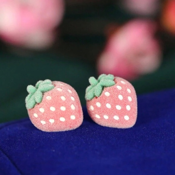 Accessories | Fuzzy Strawberries Furry Fluffy Flocked Strawberry Fruit ...